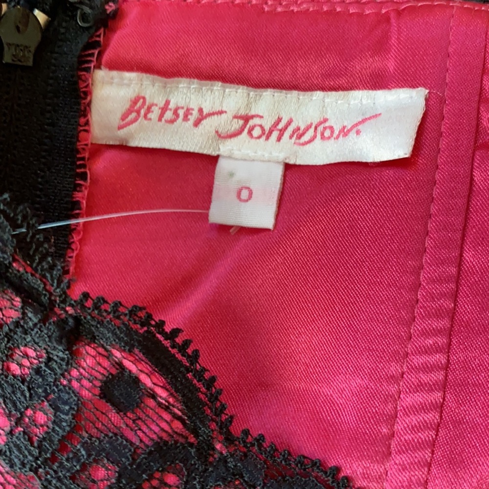 Betsey Johnson Boudoir Inspired Hot Pink & Black Lace… - Gem